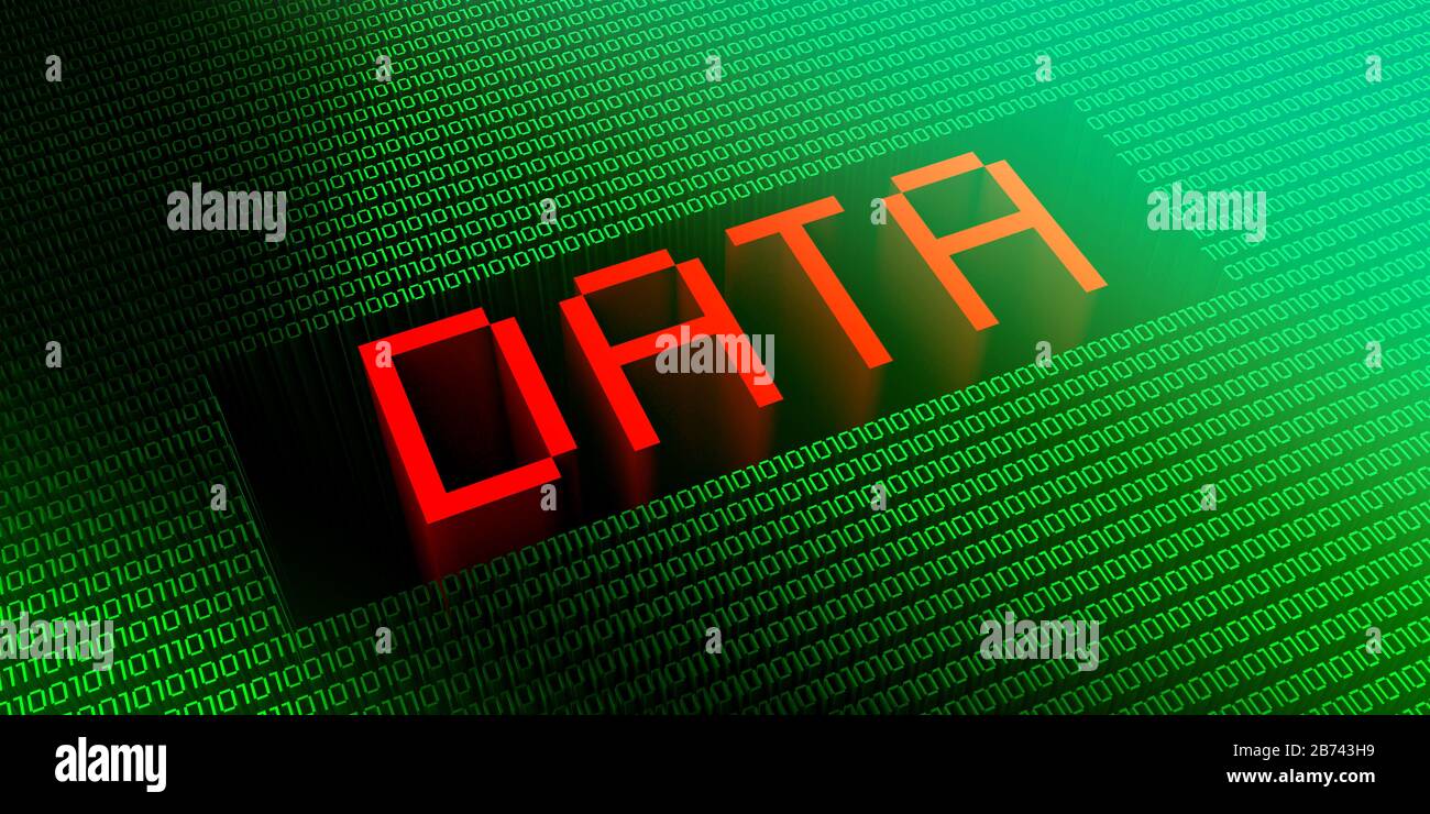 Data - binary code concept - 3D illustration Stock Photo - Alamy
