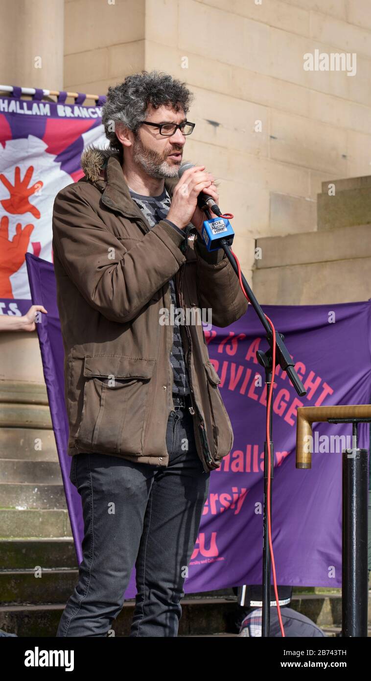 Sam Marsh, Branch President of Sheffield UCU, addressing University ...