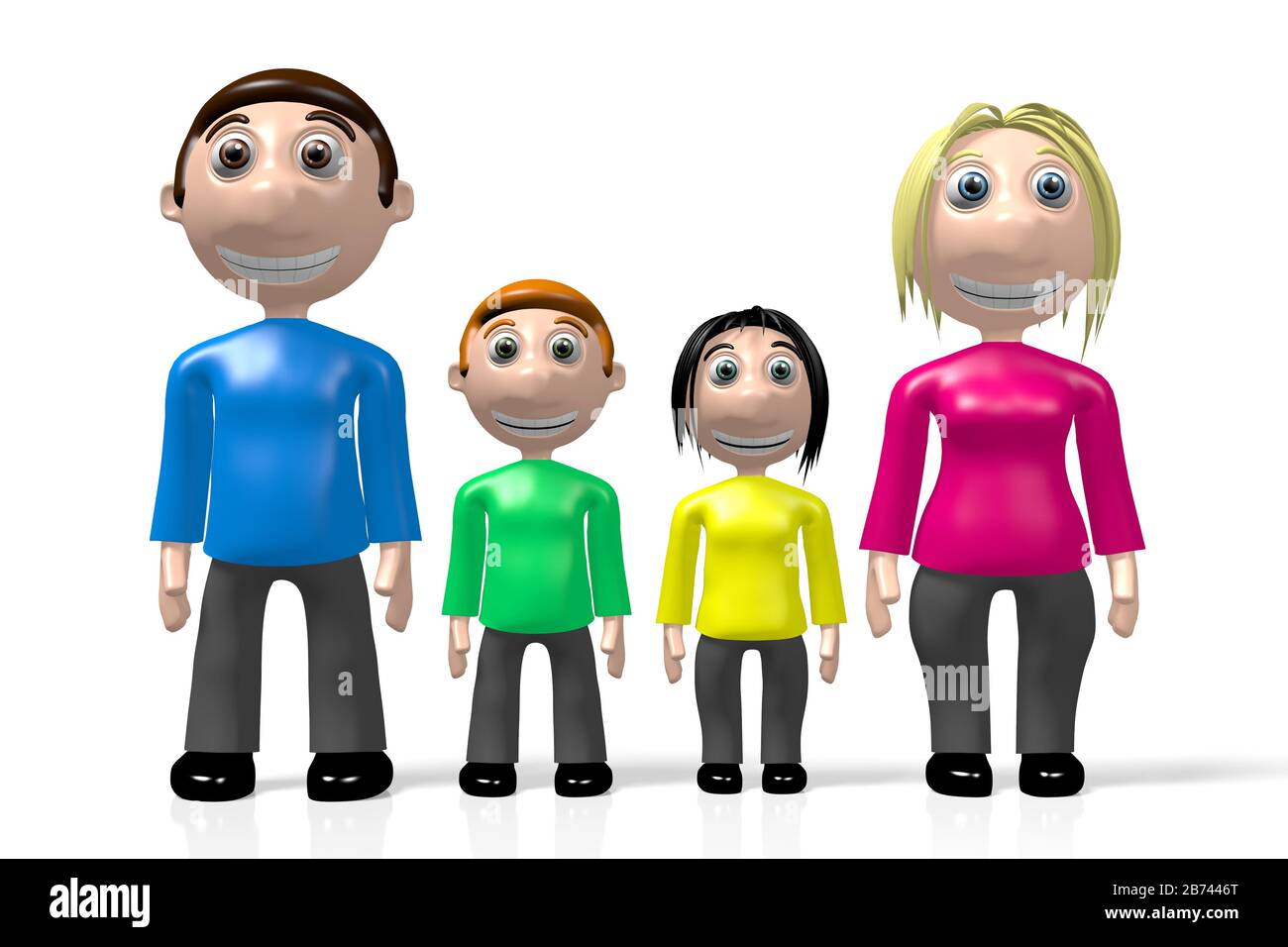 3D happy family on white background Stock Photo - Alamy