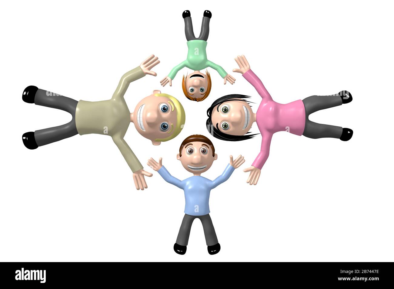 3D happy family, teamwork concept Stock Photo - Alamy