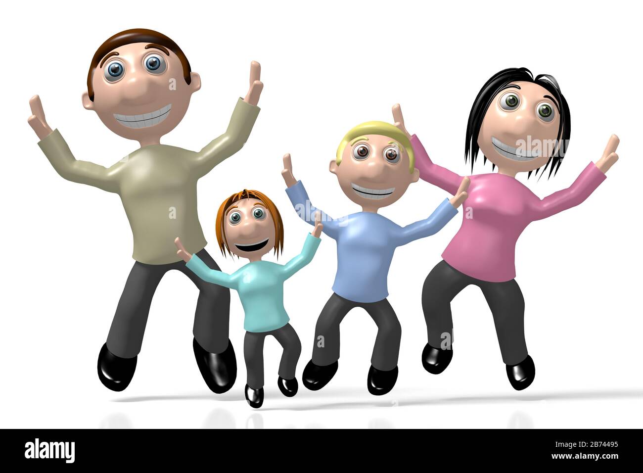 3d white people happy jumping hi-res stock photography and images - Alamy