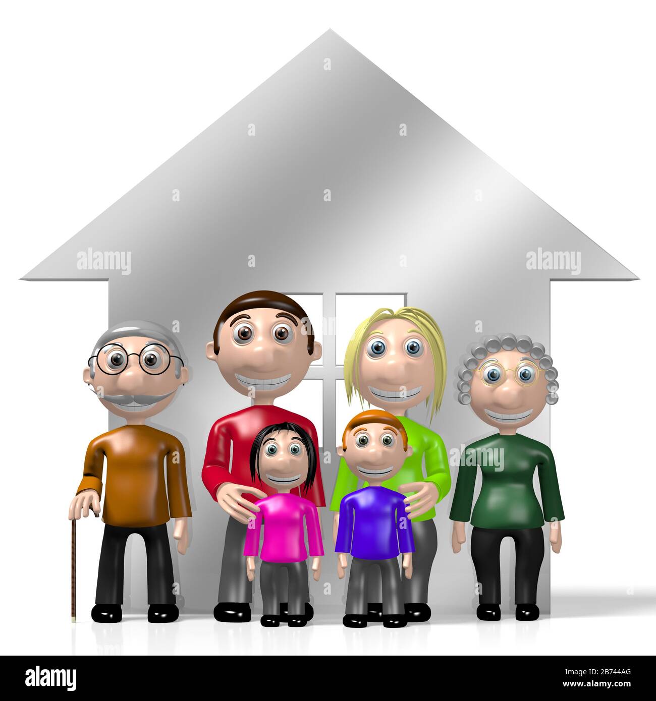 3D family - house shape Stock Photo - Alamy