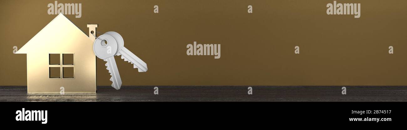 House shape, keys - real estate concept - 3D rendering Stock Photo - Alamy