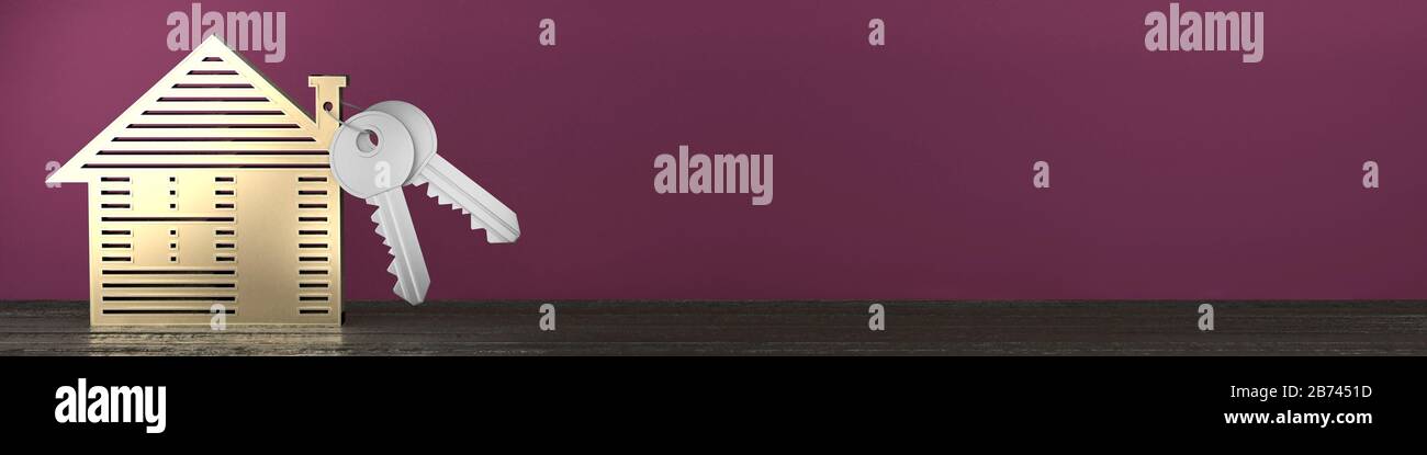 House shape, keys - real estate concept - 3D rendering Stock Photo - Alamy