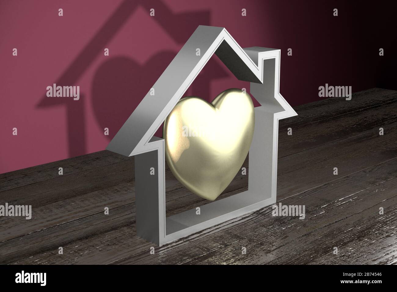 House shape, heart - real estate concept - 3D rendering Stock Photo - Alamy
