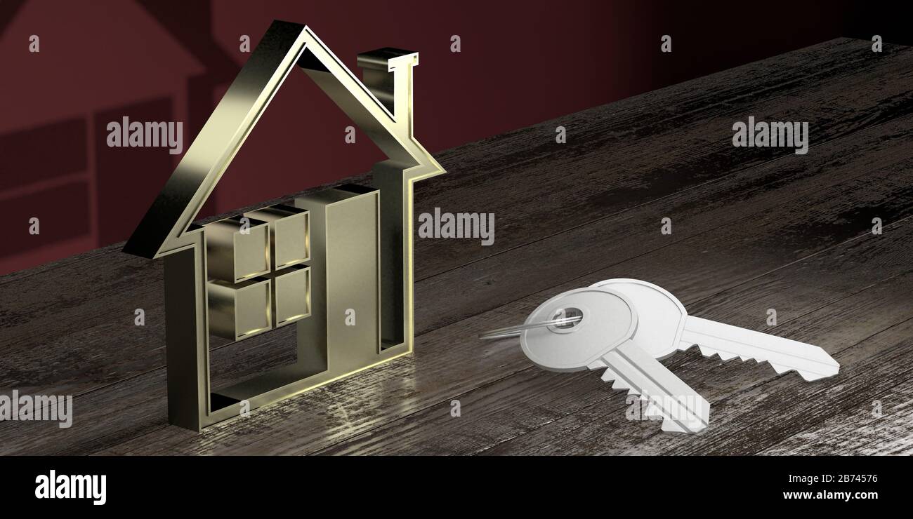House shape, keys - real estate/ ownership concept - 3D rendering Stock ...