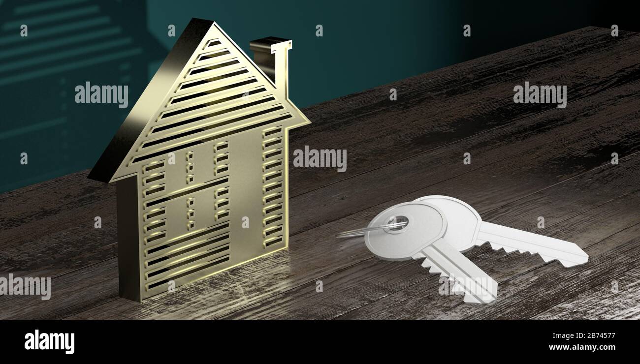 House shape, keys - real estate/ ownership concept - 3D rendering Stock ...