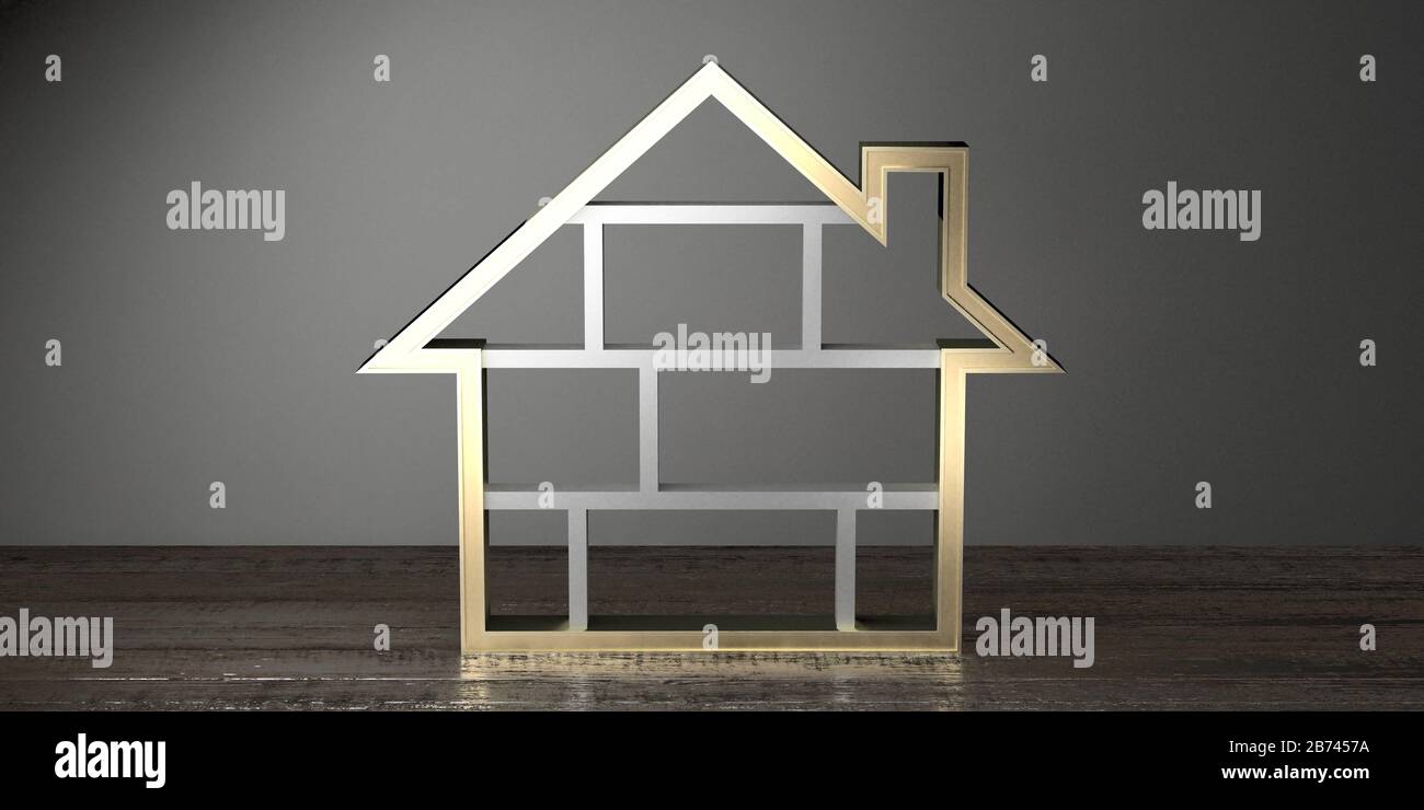 House shape - real estate concept - 3D rendering Stock Photo - Alamy