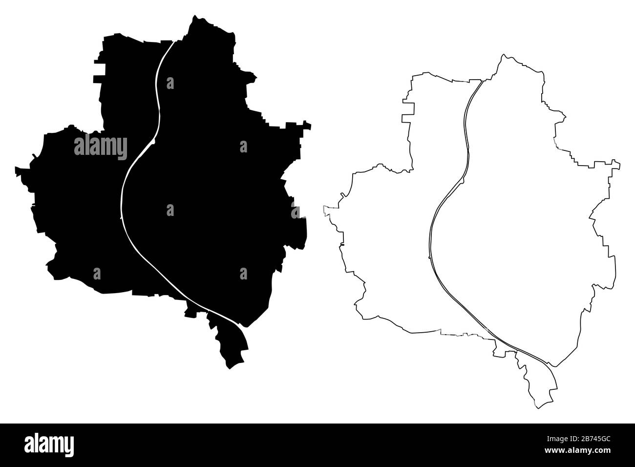 Furth City (Federal Republic of Germany, Bavaria) map vector ...