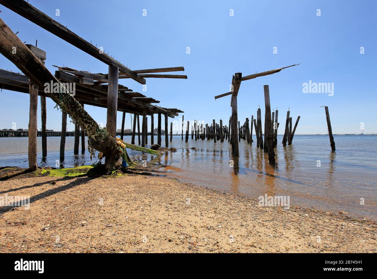 Derelict wooden jetty at Provincetown Cape Cod Stock Photo - Alamy