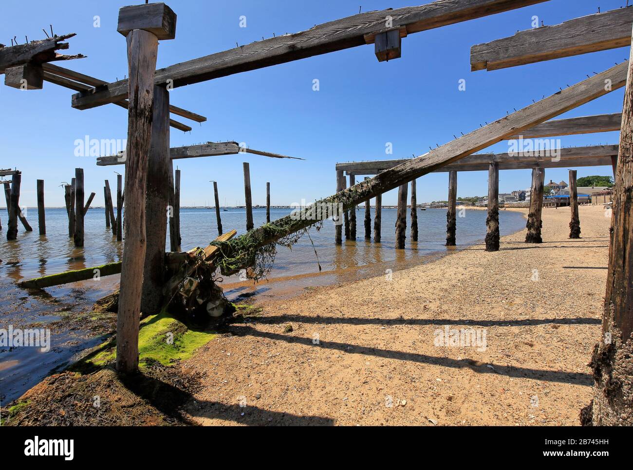 Derelict wooden jetty at Provincetown Cape Cod Stock Photo - Alamy