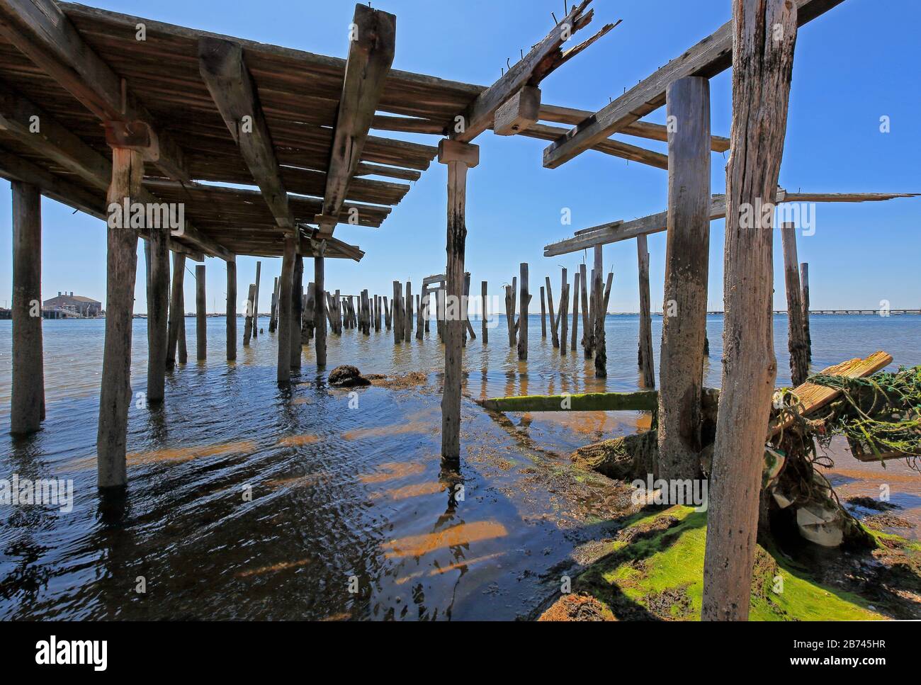 Derelict wooden jetty at Provincetown Cape Cod Stock Photo - Alamy