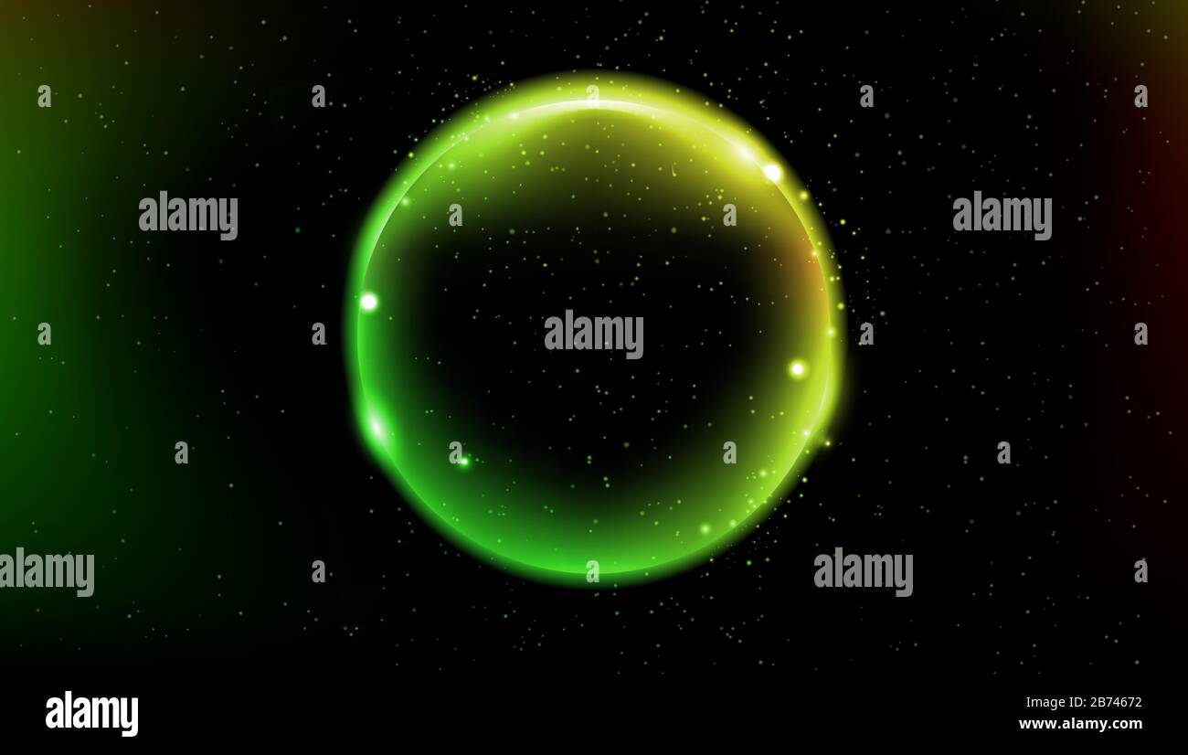 Horizontal space background with abstract green planet. Web design ...