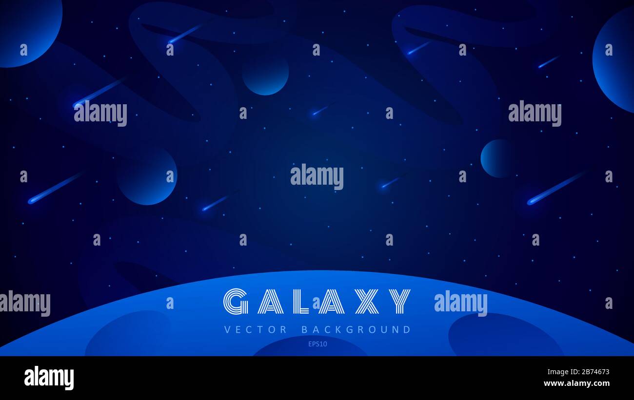 Horizontal space background with abstract shape and planets. Web design ...