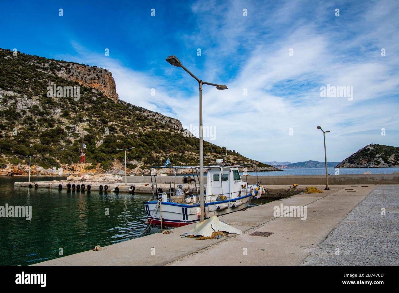 The picturesque natural port of Gerakas in Alonnisos island and the ...