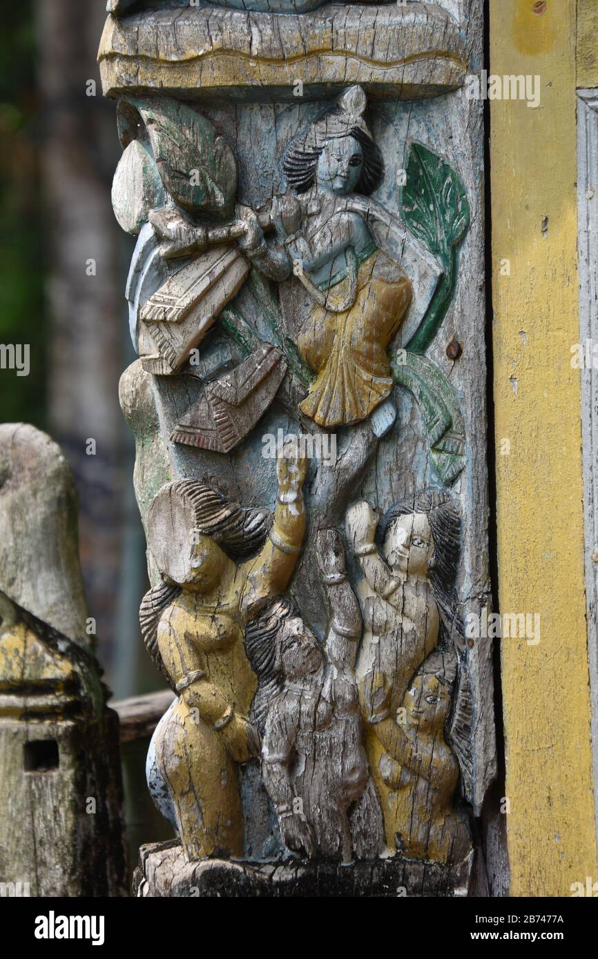 Woodcarving on Hindu mythology of the wooden Pancha Ratna Rath or Five ...