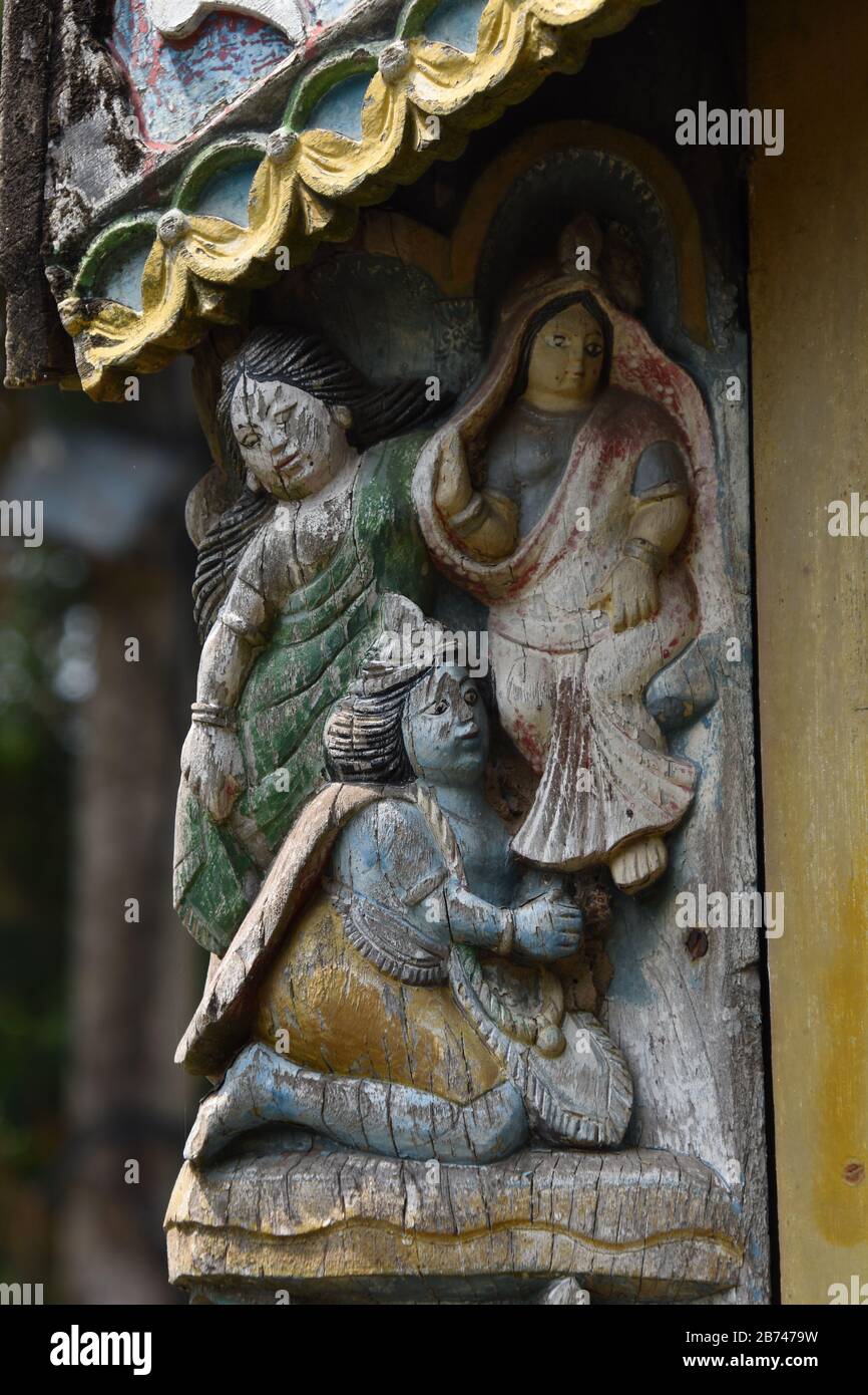 Woodcarving on Hindu mythology of the wooden Pancha Ratna Rath or Five ...