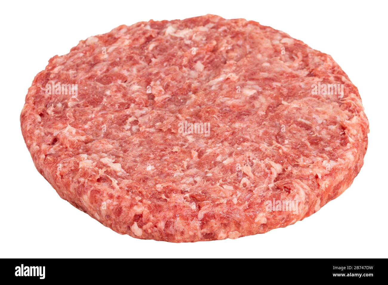 Raw fresh large beef burger isolated on white background Stock Photo ...