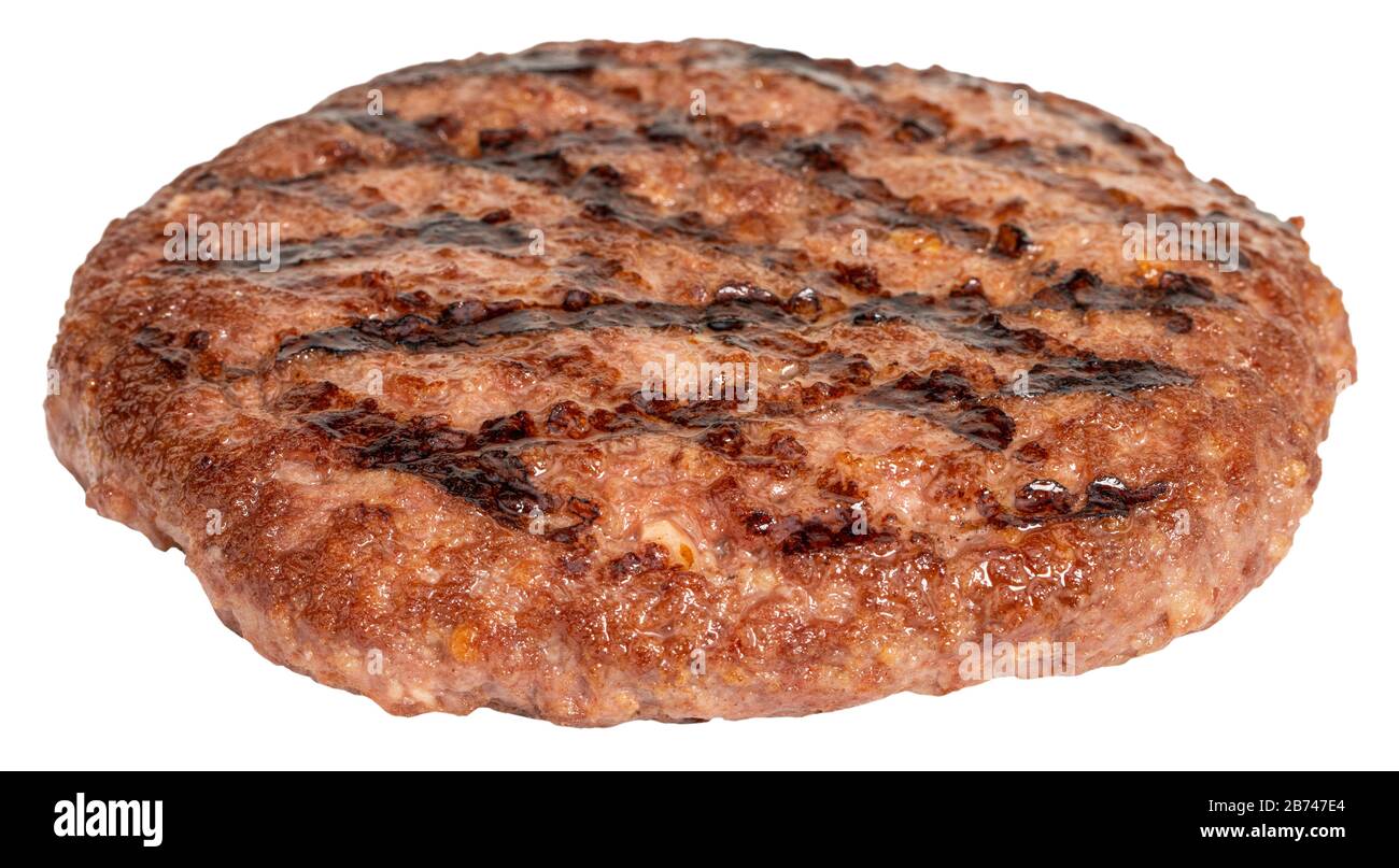 grilled burger meat isolated on white background Stock Photo - Alamy