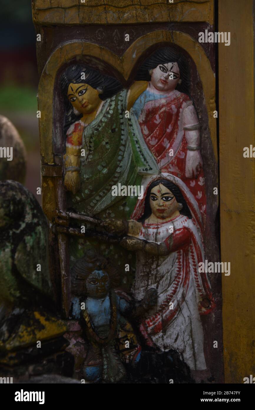 Woodcarving on Hindu mythology of the wooden Pancha Ratna Rath or Five ...