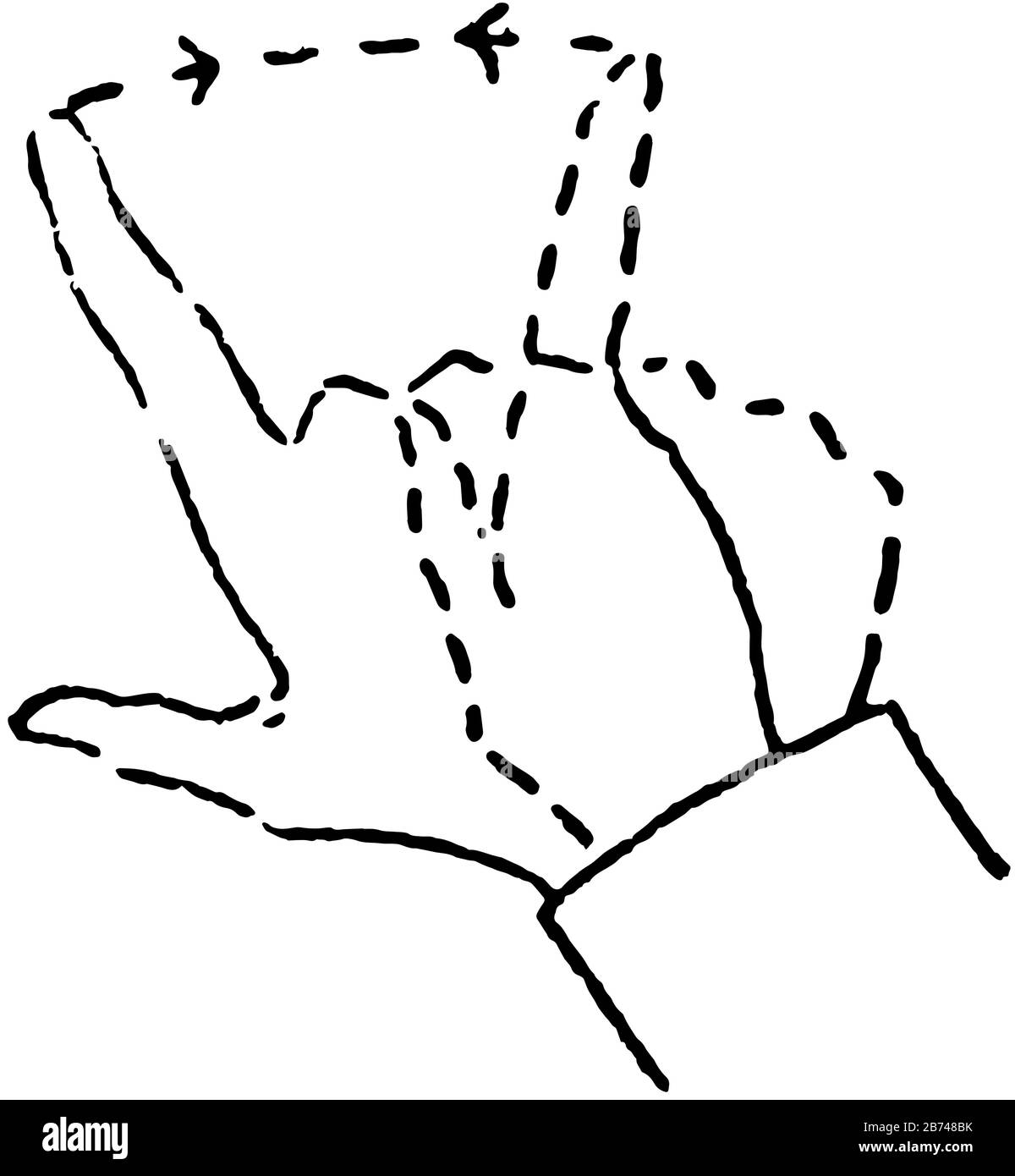 Hand signal have a short horizontal line with forefinger, vintage line ...