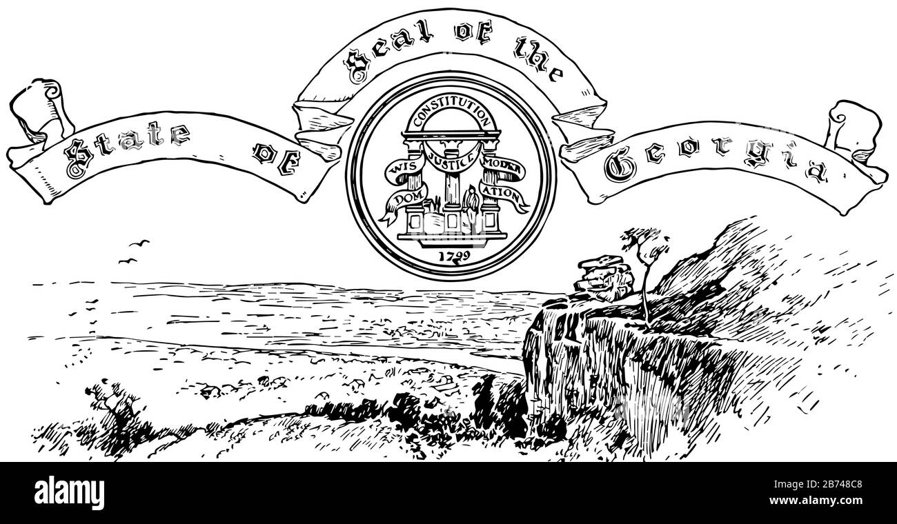 The United States seal of Georgia, in circle three coloumn of wisdom ...
