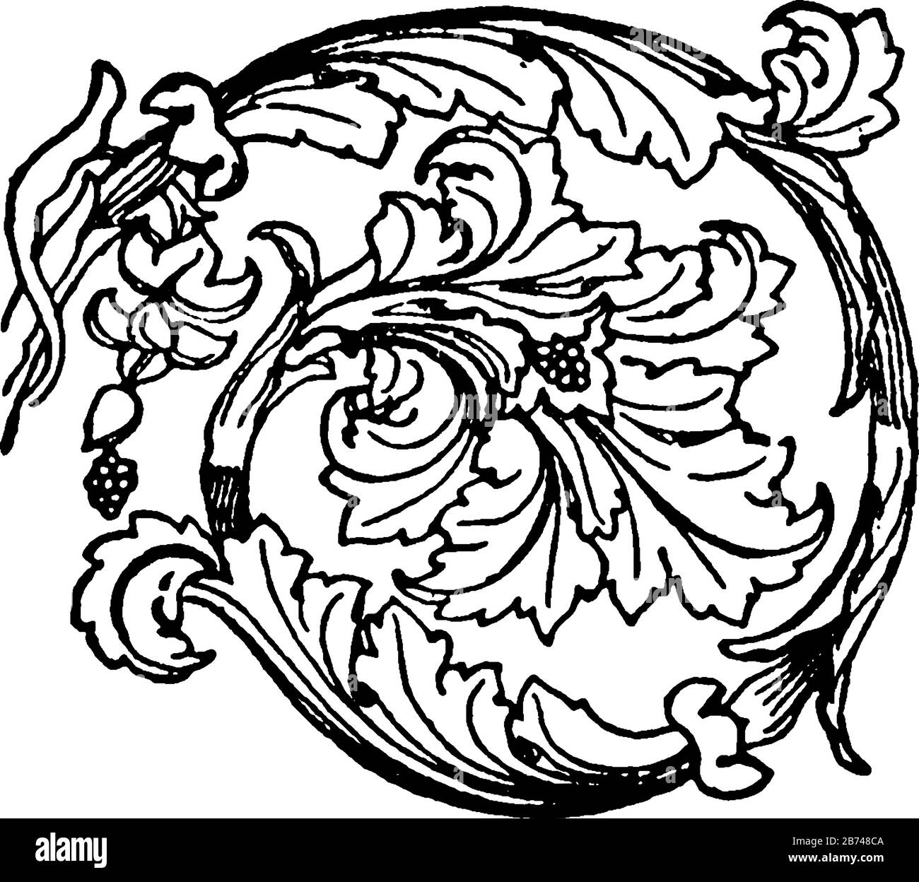 Rosette is a Roman Ornament, vintage line drawing or engraving ...