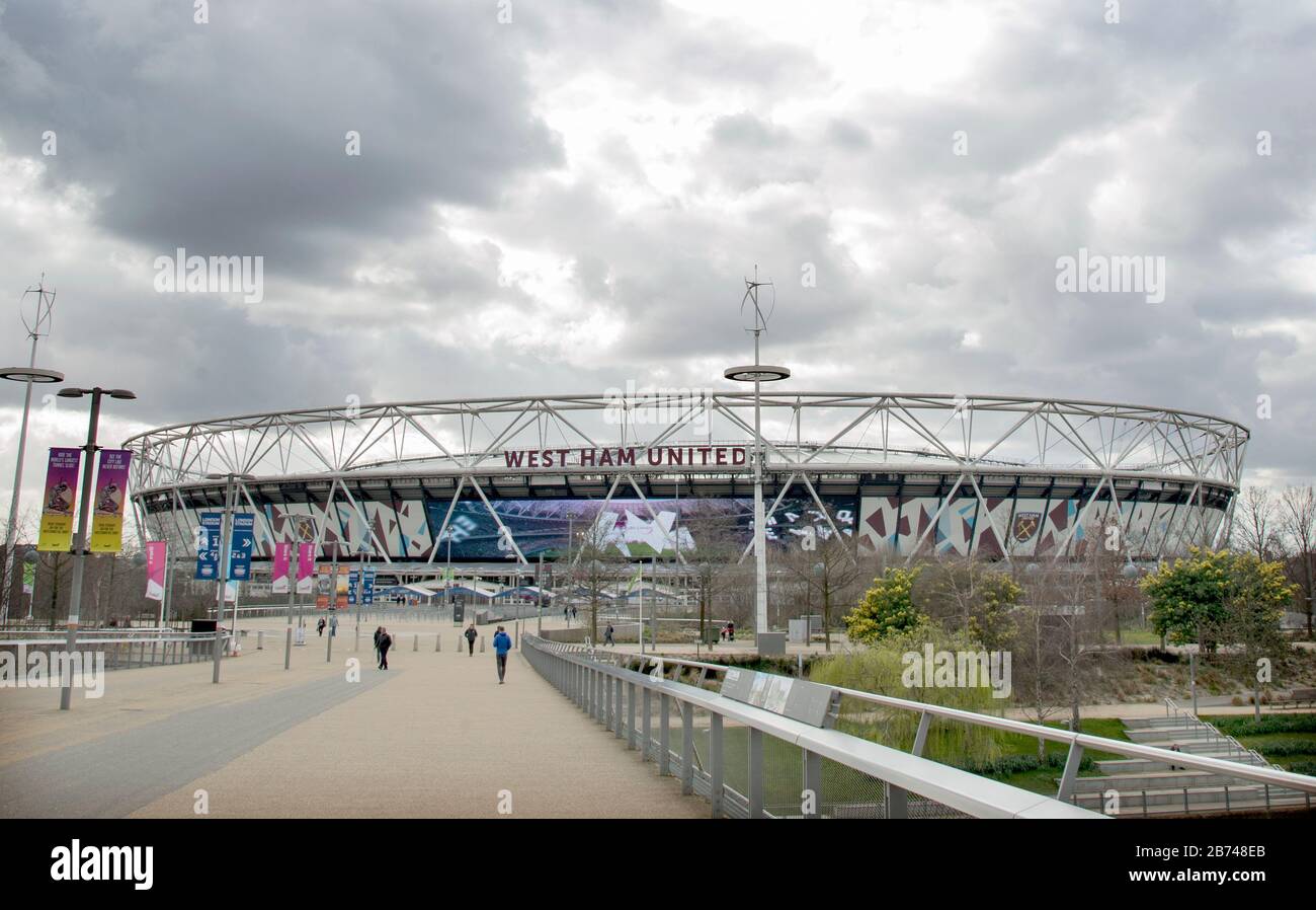 A general view of the London Stadium, home of West Ham United after the ...