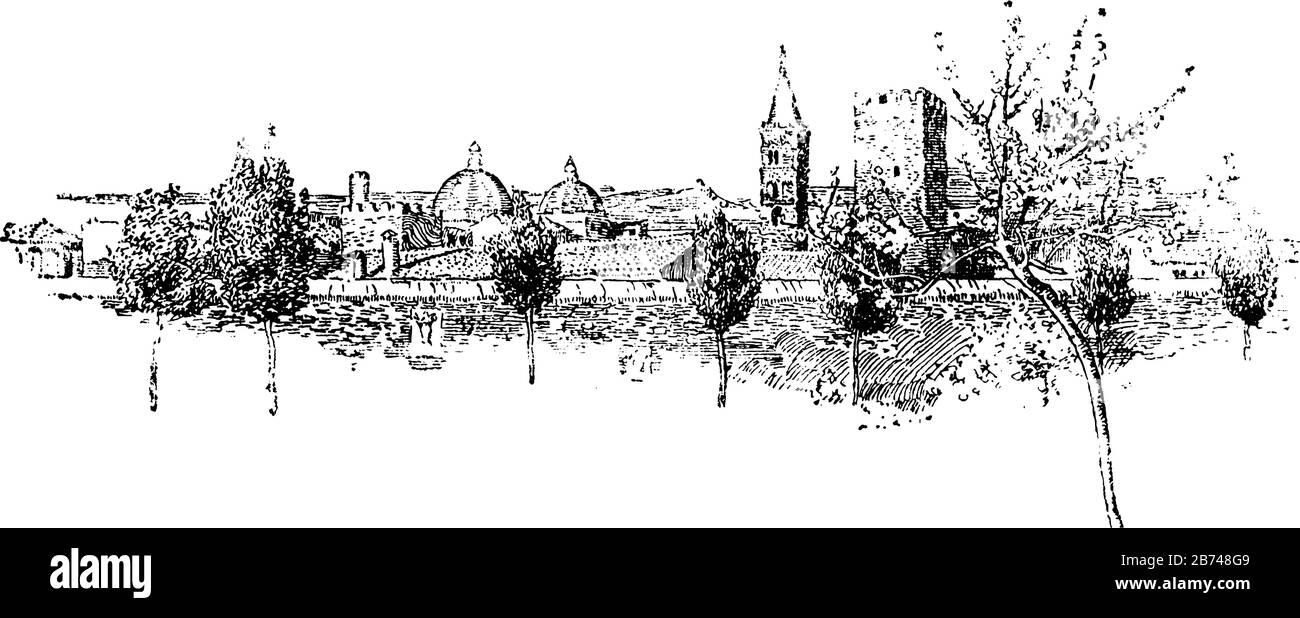 Roman skyline, from the Settee Salle, the homes of southern Europe, old ...