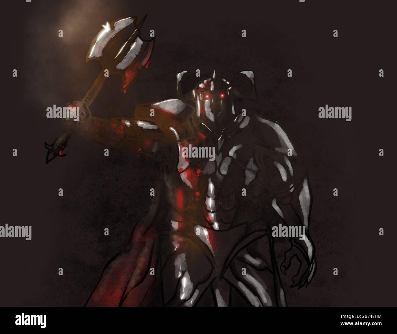 Axe wielding warrior illustration Stock Photo - Alamy