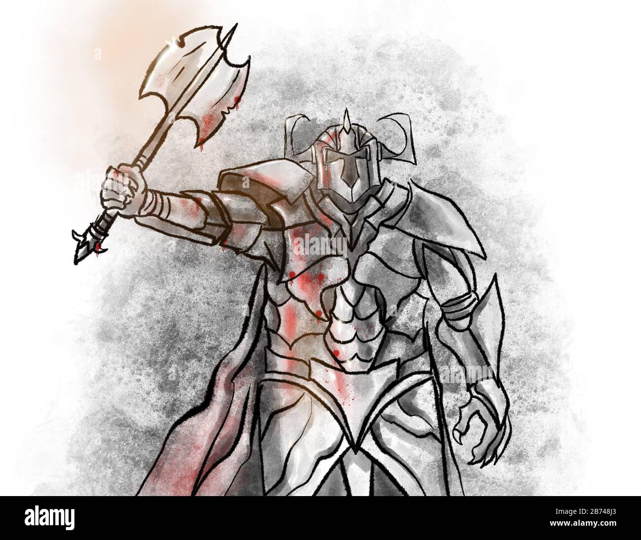 Axe wielding warrior illustration Stock Photo - Alamy