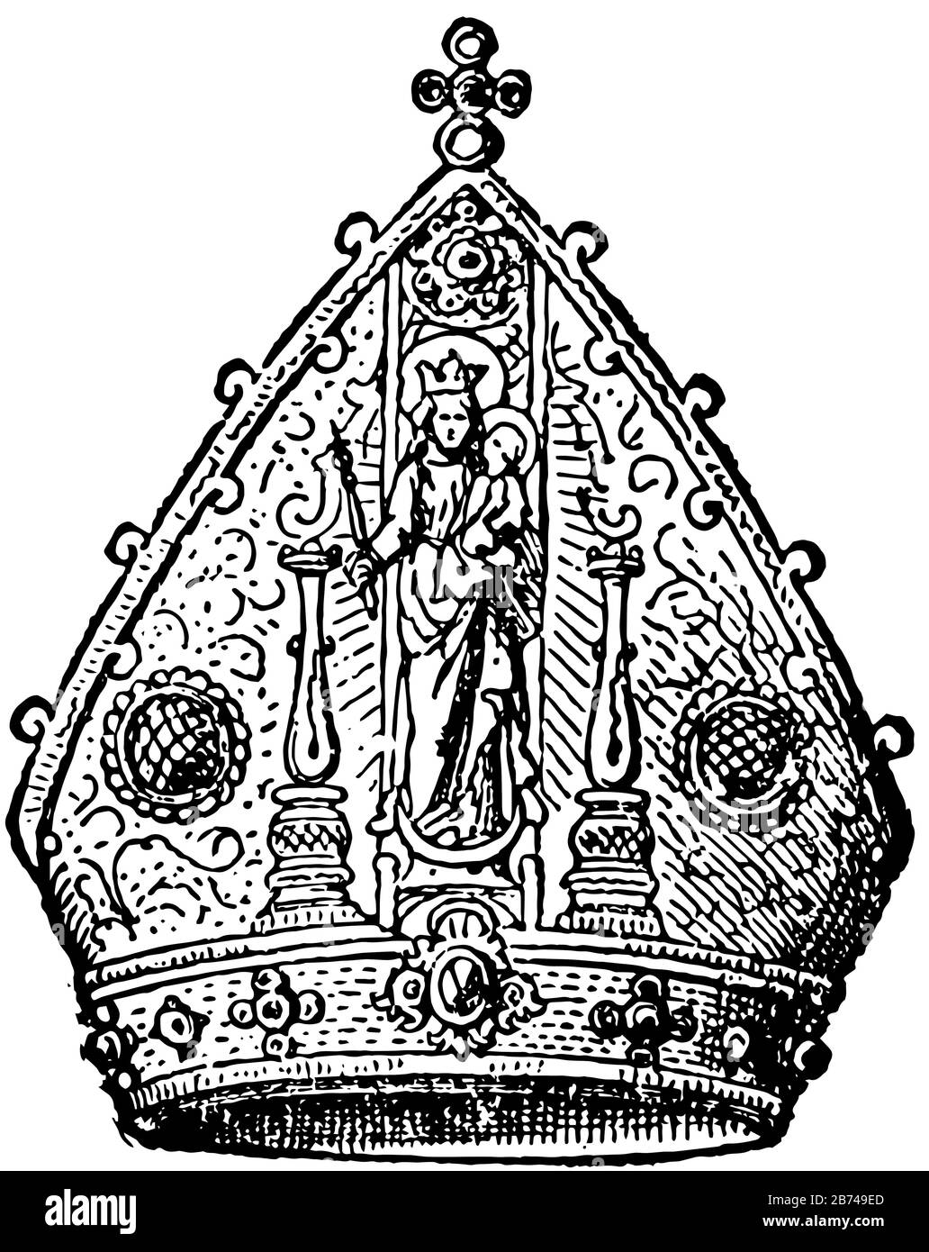 Bishops Mitre Hat Line Art
