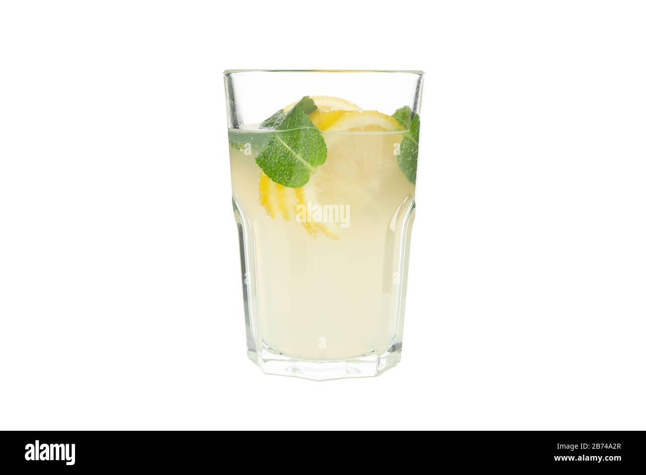 Glass of lemonade isolated on white background Stock Photo - Alamy