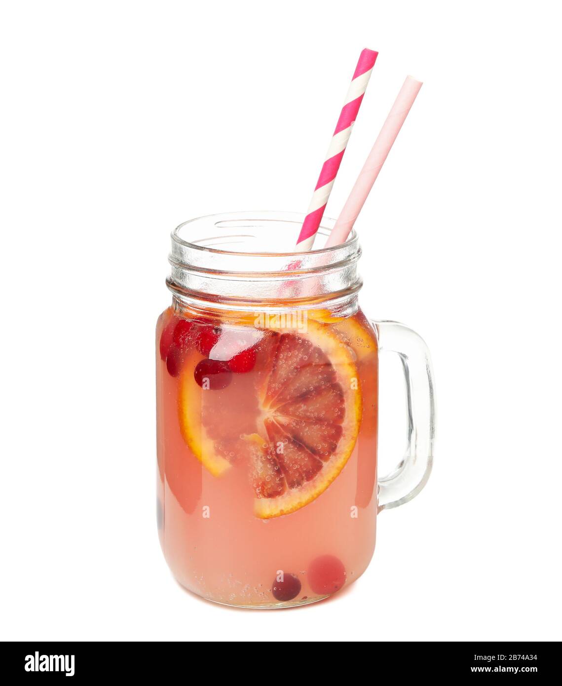 Glass jar of lemonade isolated on white background Stock Photo - Alamy