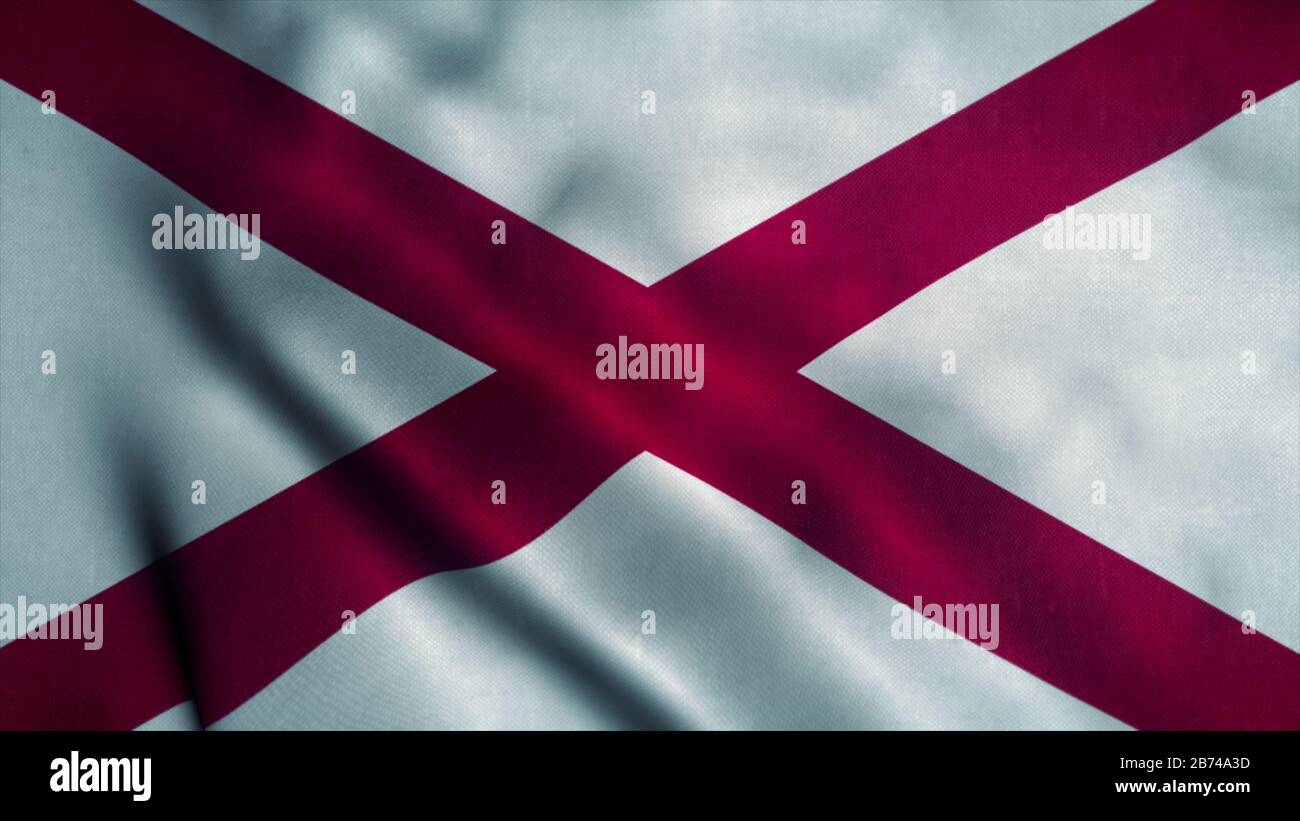 Alabama flag waving in the wind. National flag of Alabama. Sign of ...
