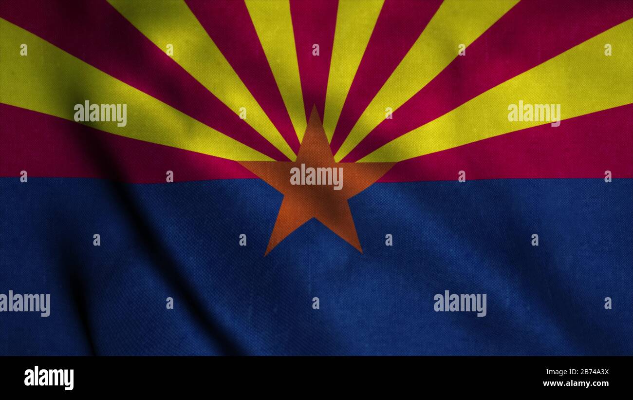 Arizona flag waving in the wind. National flag of Arizona. Sign of ...