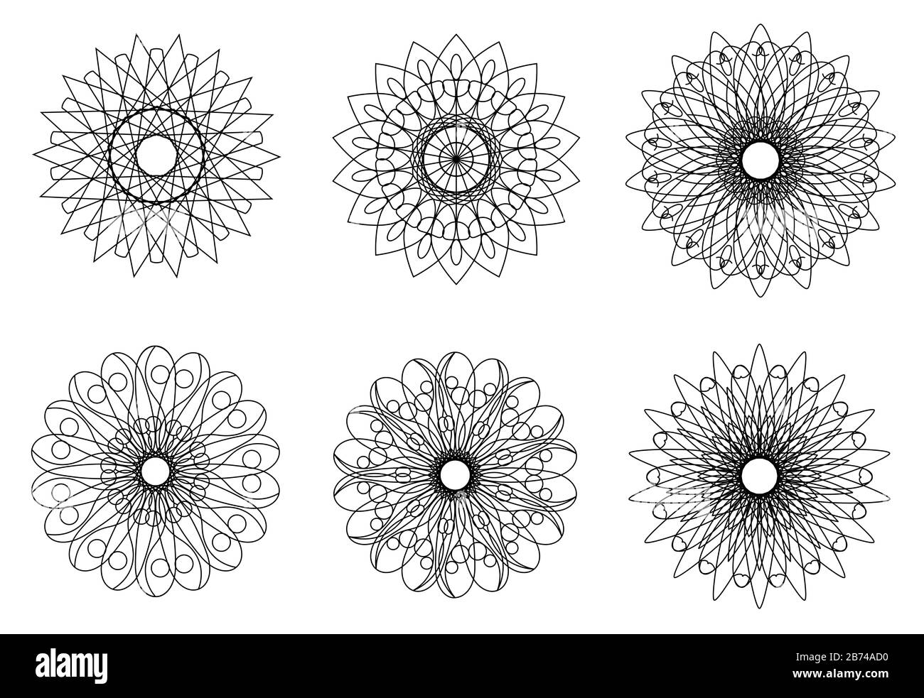 Mandalas pattern illustration vector Black and White Stock Photos ...