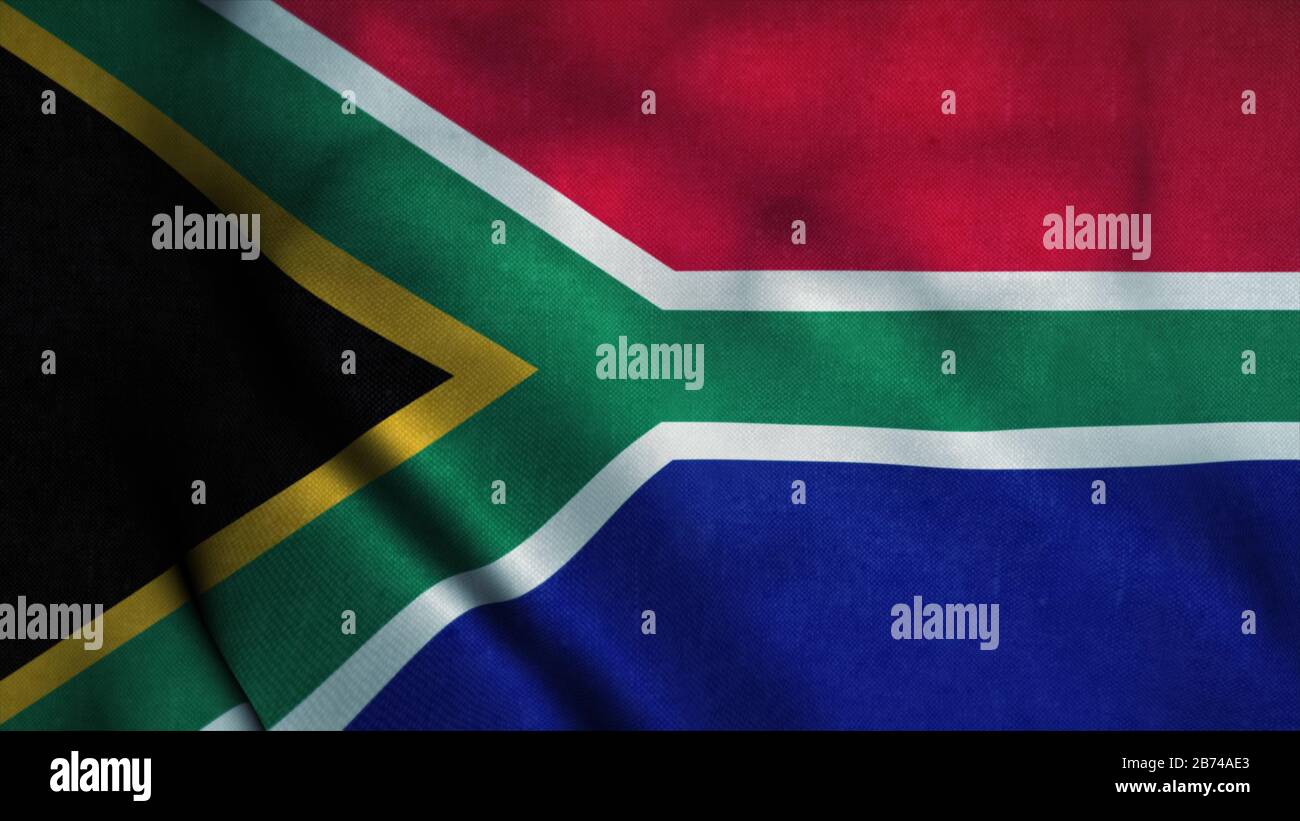 South Africa flag waving in the wind. National flag of South Africa ...