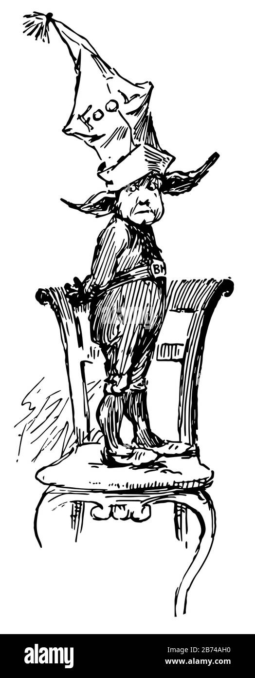 Moon Boys, this scene shows a boy with cap on head standing on chair ...