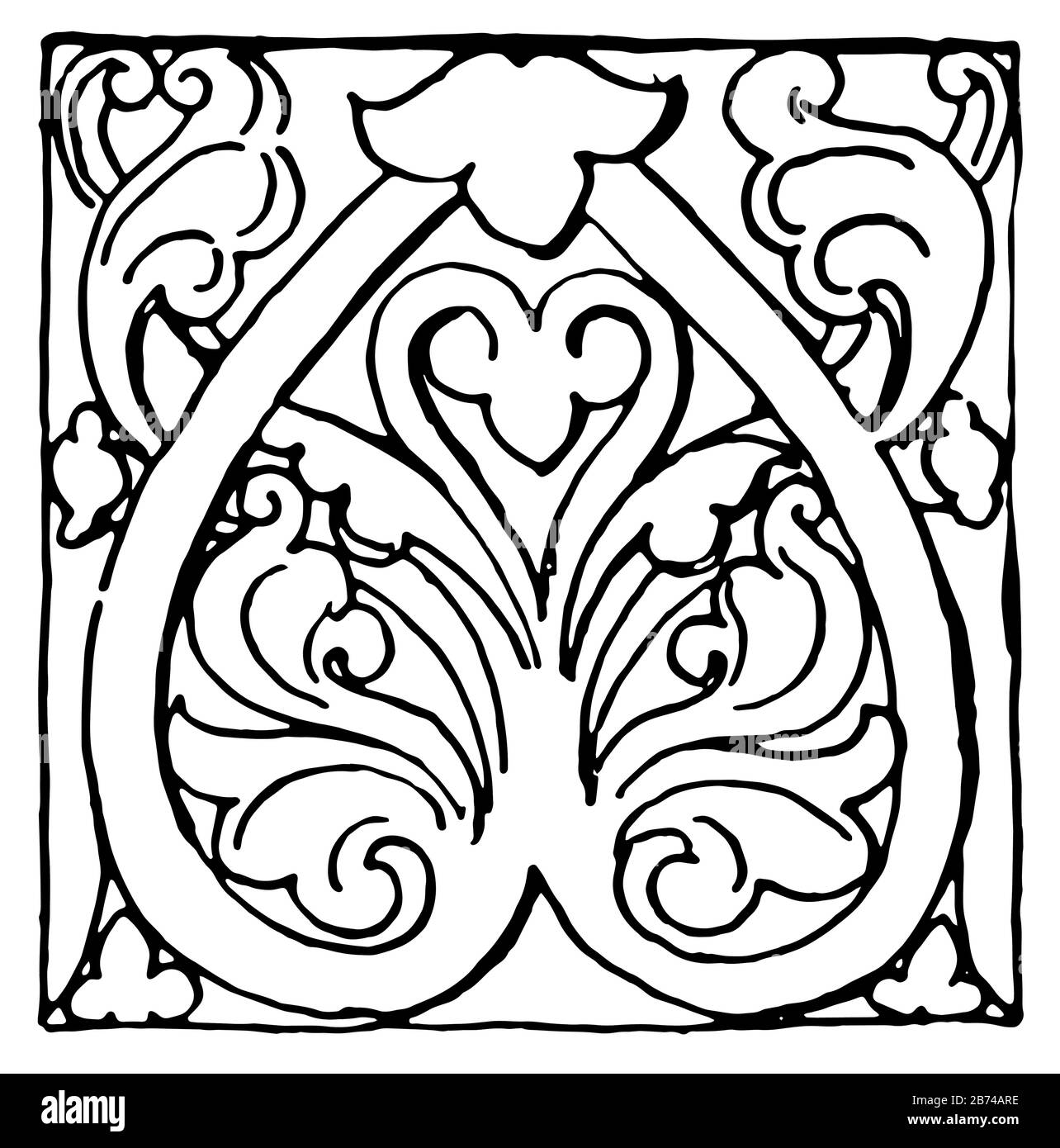 Bronze Ornament from Aachen is in ninth century, vintage line drawing ...