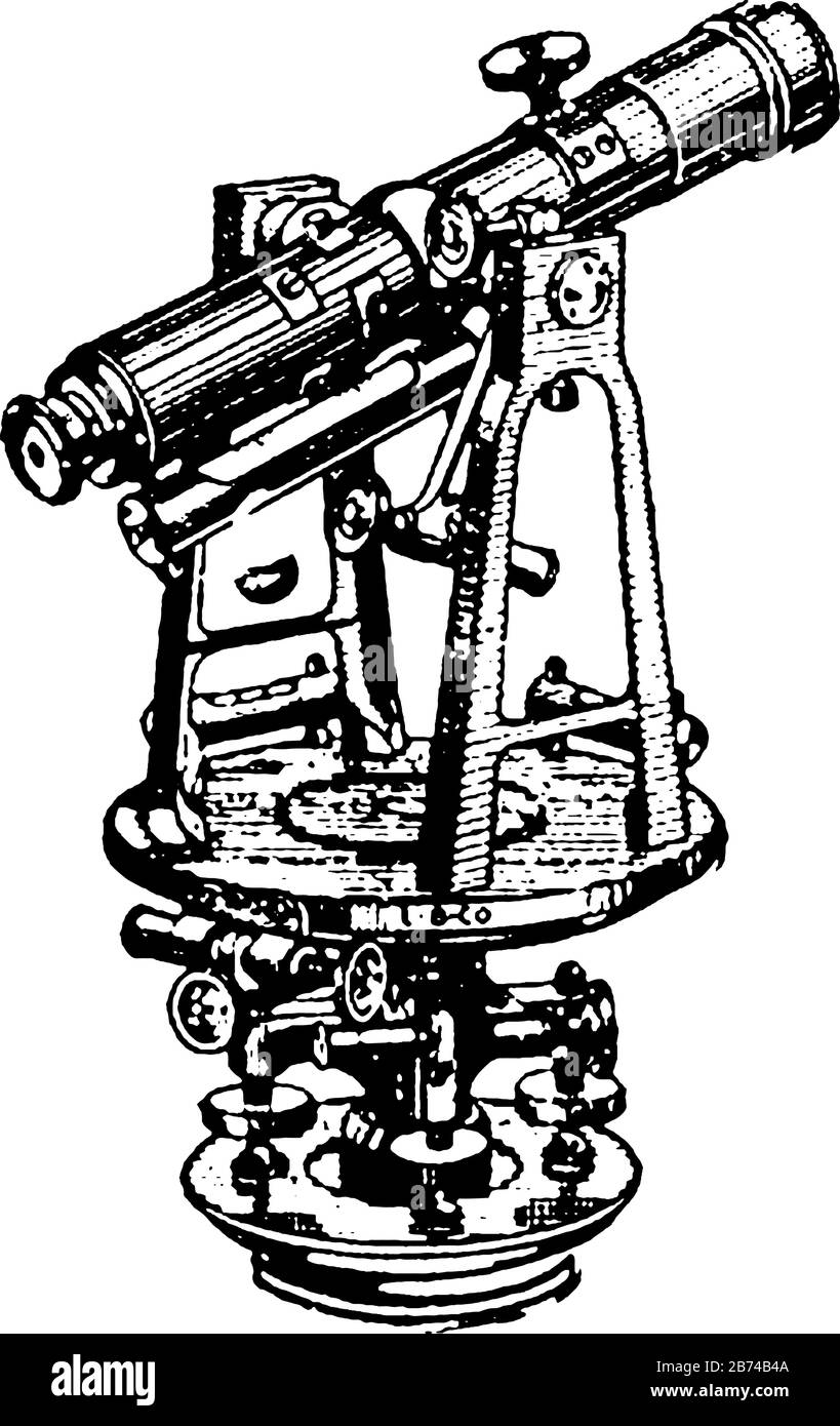 This illustration represents function of Builders Transit, vintage line ...