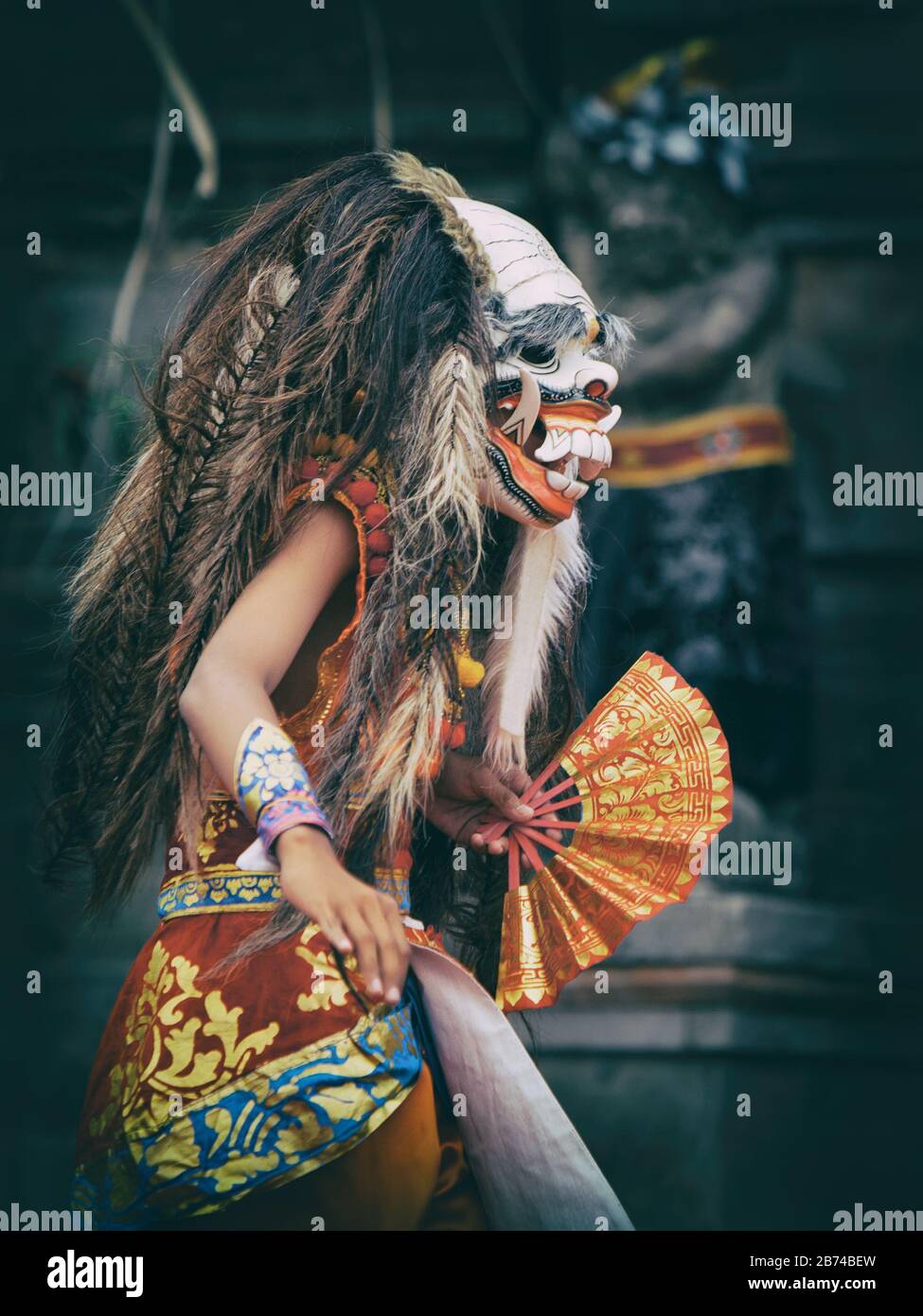 Dancer in demon Rangda traditional mask - evil spirit of Bali isalnd ...