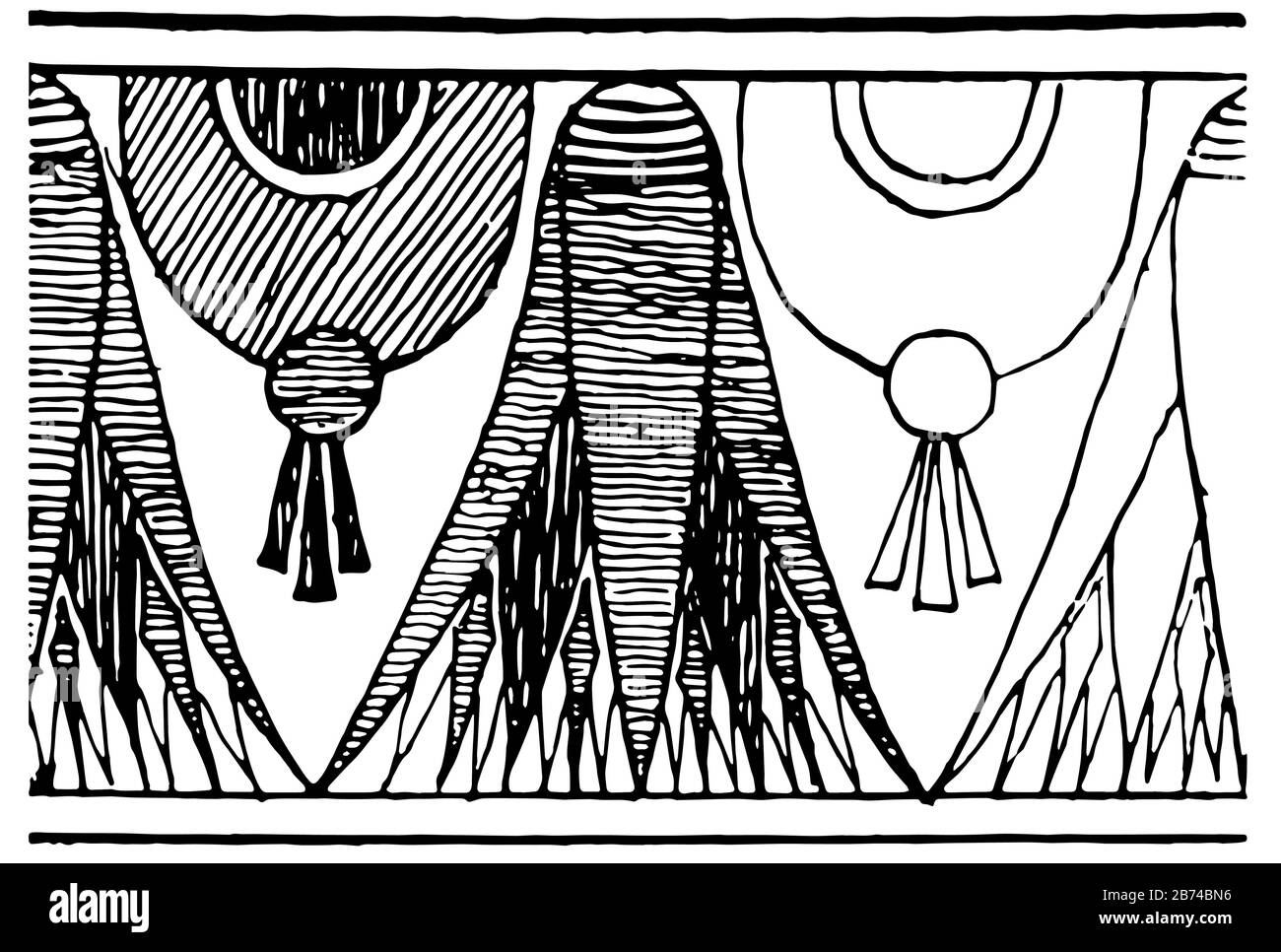 Lotus Band have a antique pattern, vintage line drawing or engraving ...