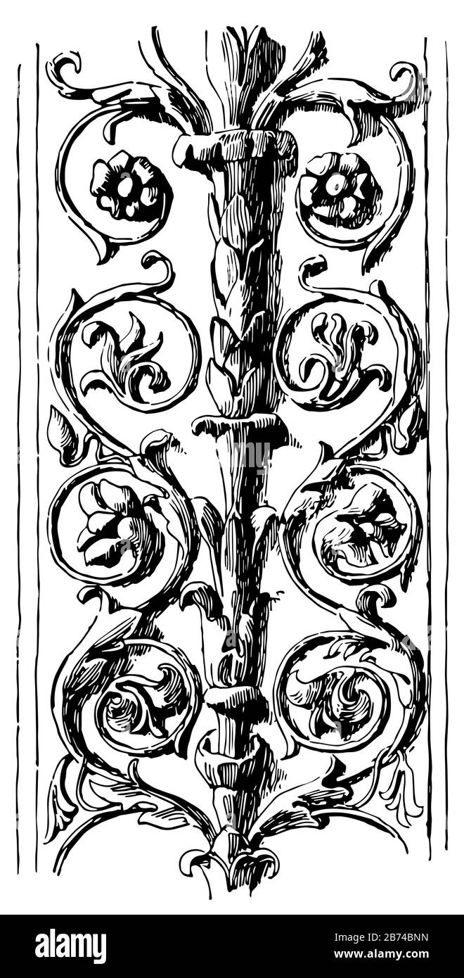 Pilaster Fragment with double rinceau in Palazzo Fano, vintage line ...