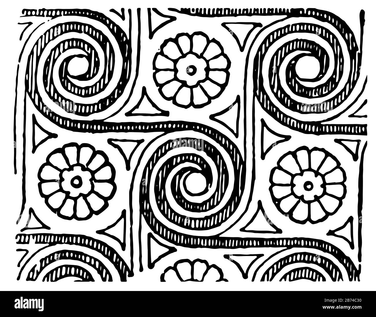 Spiral All-over Pattern is a discernible regularity, vintage line ...