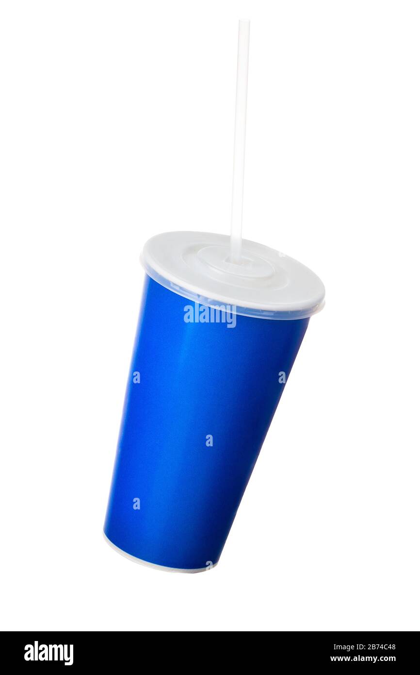 Blue cup with cap and tube isolated on white background Stock Photo - Alamy
