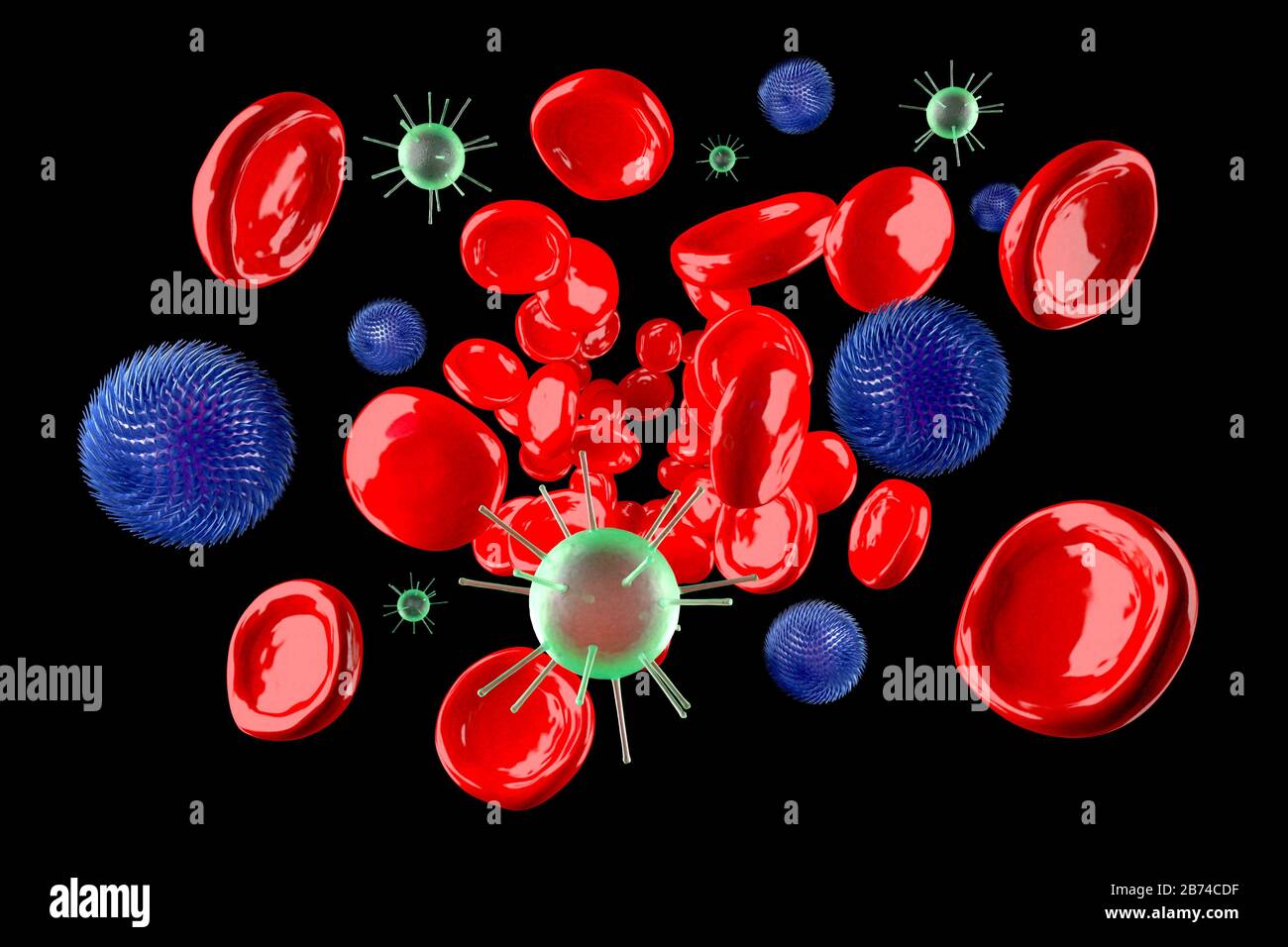 3D red blood cells, virus cells - infection concept Stock Photo - Alamy
