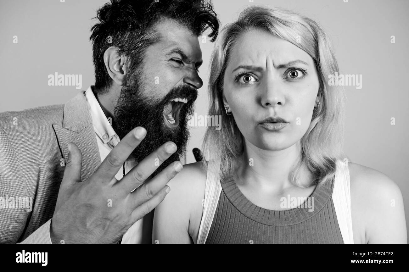 man shout on woman. problems in relationship. bad family relations ...