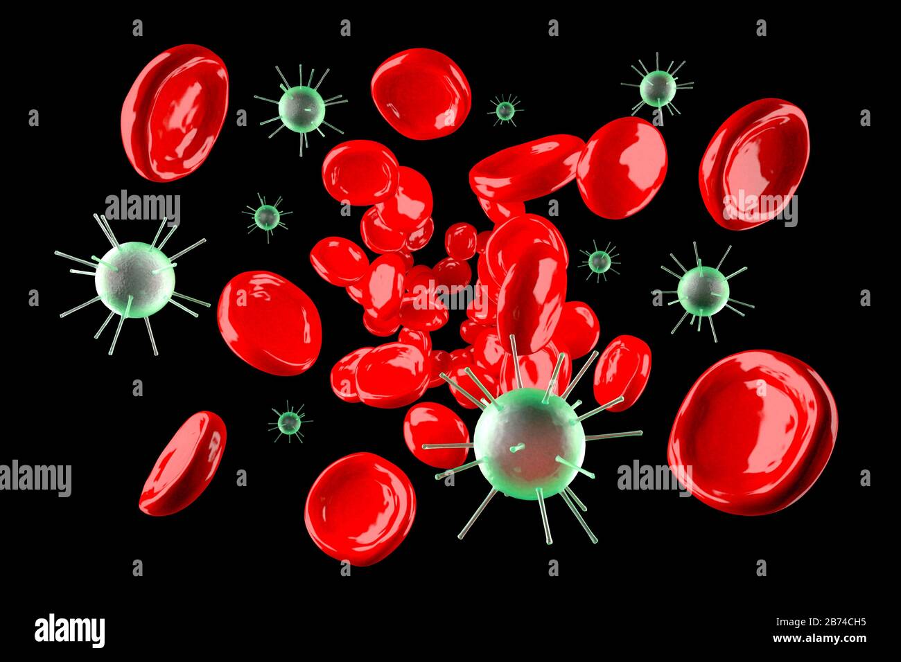 3D red blood cells, virus cells - infection concept Stock Photo - Alamy