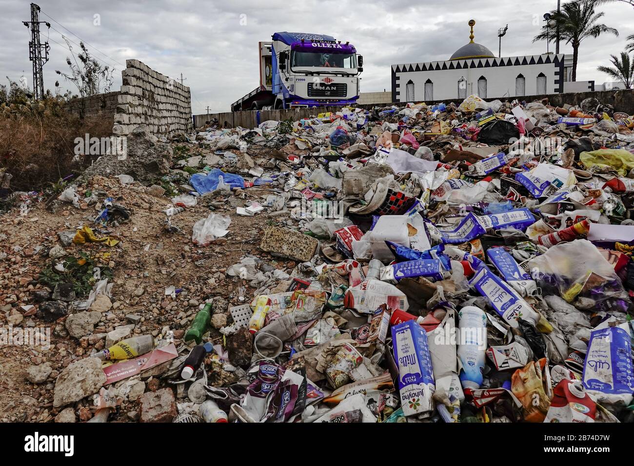 Cairo, Egypt Garbage piled high at a road intersection. | usage ...